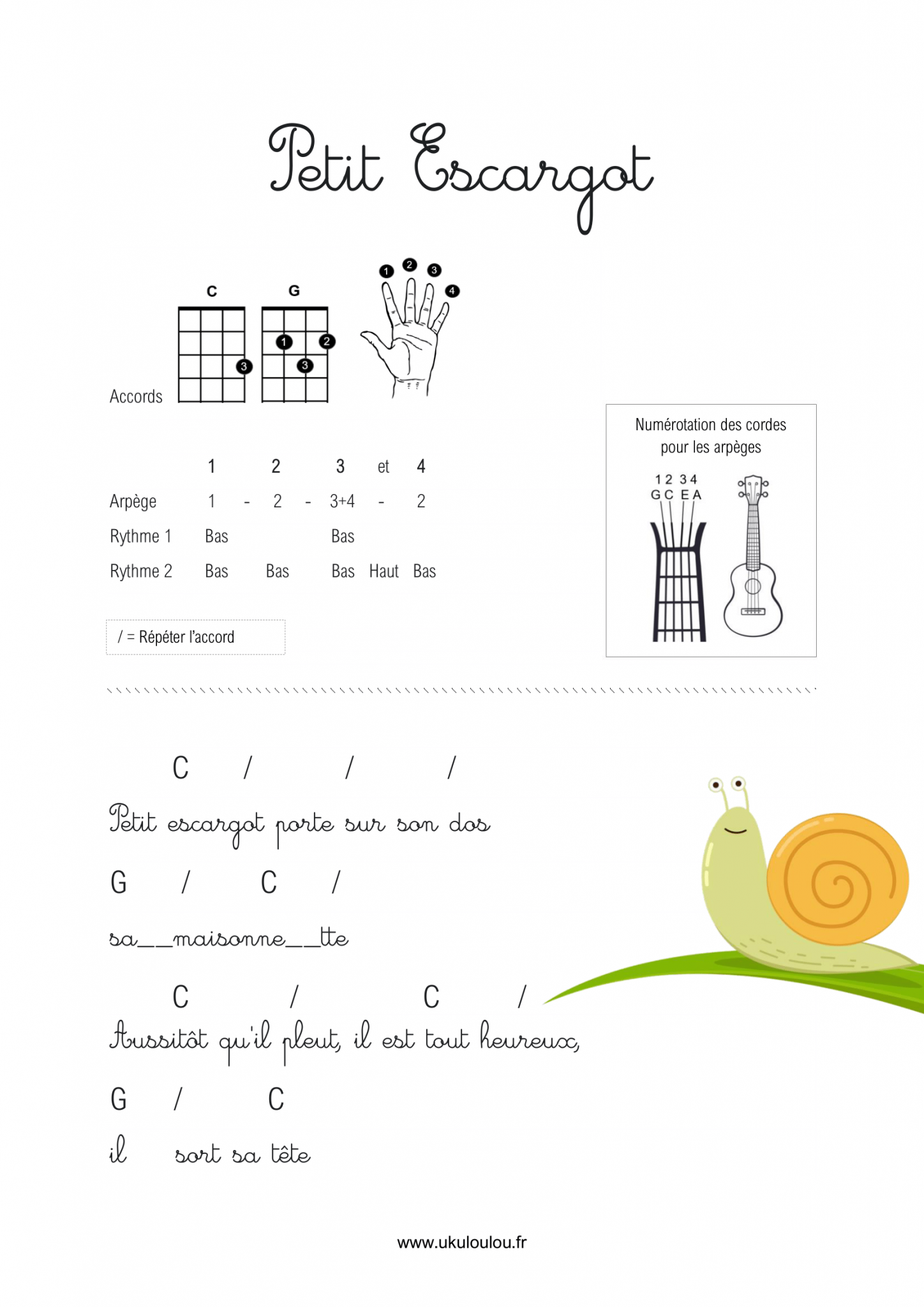Petit Escargot au ukulélé - Comptines au ukulélé
